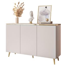 KOMMODE AURORA 3D Kaschmir mit schr&auml;ge Goldchrom Fu&szlig;e
