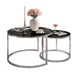 COUCHTISCH 2-in-1 CIRI GLASS CHROME mit Glasplatte