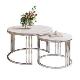 COUCHTISCH 2 in 1 LORI LEVANTO verchromt silber