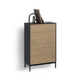 KOMMODE Aterno Goldkraft Eiche/Anthrazit 76 x 120 cm mit 5 Schubladen