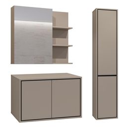 WASCHTISCHUNTERSCHRANK 78cm Soph&eacute;a 2er-Set Taupe