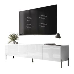 TV-LOWBOARD COLGANTE 200 cm auf Schwarz Metallbeinen