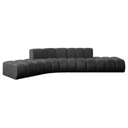 ECKSOFA modulares Sofa Solven-L1 - 380x174x70 cm Schwarz