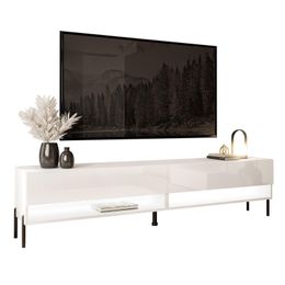 LOWBOARD RTV Schrank CALANTE 180 cm auf geraden schwarzen Beinen
