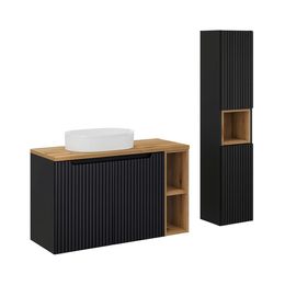 BADM&Ouml;BEL 100.4cm Riva 2er-Set Schwarz und Holz