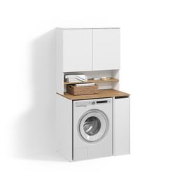 WASCHMASCHINENSCHRANK Paolina Wei&szlig;/Artisan 93.6 x 88.2 cm 2 Teile mit Regal