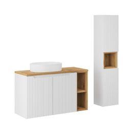 BADM&Ouml;BEL 100.4cm Riva 2er-Set Wei&szlig; und Holz