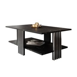 COUCHTISCH SAPHIRA SILVER mit Ablageboden, Schwarz Marmour