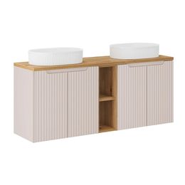 DOPPELWASCHTISCH 140.4cm Riva Kaschmir und Holz