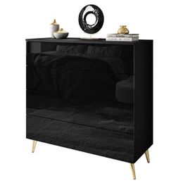 KOMMODE AURA PUSH OPEN mit Schubladen Beinfarbe &ndash; Gold