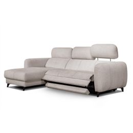ECKSOFA SVEN 3-Sitzer, 1 Relax XL, verstellbare Kopfst&uuml;tzen, creme