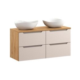 DOPPELWASCHTISCH 120cm Mallory Beige und Holz
