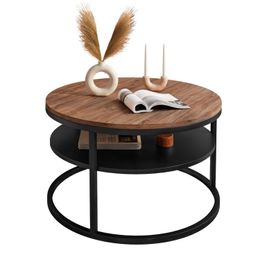 COUCHTISCH CIRI SLIM mit Regal Eichenholz Sterling