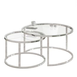 COUCHTISCH CIRI CHROME 2-in-1 mit Glasplatte