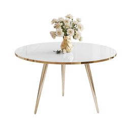 COUCHTISCH SOLEIL GOLD Hochglanz, Wei&szlig; Hochglanz, 70cm
