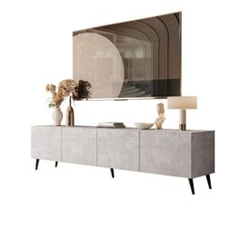TV-LOWBOARD COLGANTE BETON 200 cm auf Schwarz Beinen