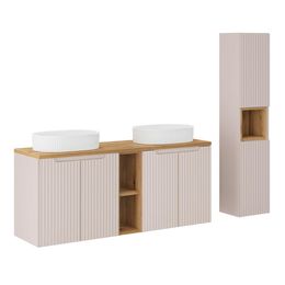 BADM&Ouml;BEL 140.4cm Riva 2er-Set Kaschmir und Holz