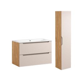 BADM&Ouml;BEL 91cm Mallory 2er-Set Beige und Holz