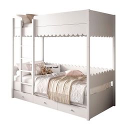 ETAGENBETT BABUSHKA &ndash; Etagenbett 90x200 cm, mit zwei Matratze, Wei&szlig;