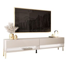 LOWBOARD TV-Schrank CALANTE 180 cm auf geraden goldenen Chrom-Beinen