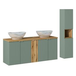 BADM&Ouml;BEL 140cm Jade 2er-Set Gr&uuml;n und Holz