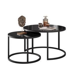 COUCHTISCH 2-in-1 CIRI GLASS mit schwarzer und wei&szlig;er Struktur