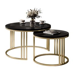 COUCHTISCH 2in1 LORI Hochglanz Gold geb&uuml;rstet, Gold geb&uuml;rstet / Schwarz gl&auml;nzend