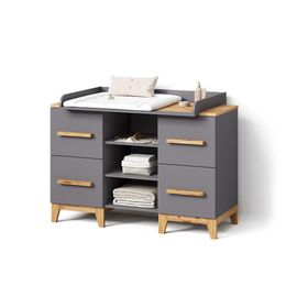 WICKELKOMMODE Mailo Grau/Artisan XL mit 4 Schubladen