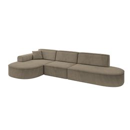 ECKSOFA Ottomane Links MARI-L2 - 328x171x79 cm Dunkelbraun Velours