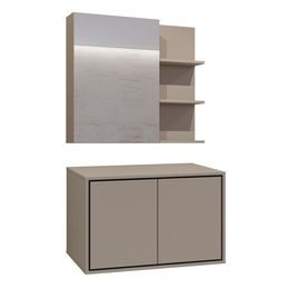 WASCHTISCHUNTERSCHRANK 78cm Soph&eacute;a 2er-Set Taupe