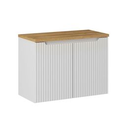 WASCHTISCHUNTERSCHRANK 80cm Riva Wei&szlig; und Holz