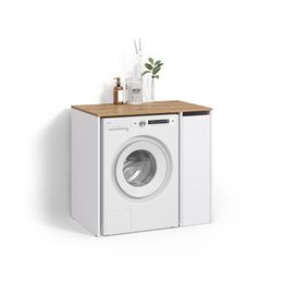 WASCHMASCHINENSCHRANK Paolina Wei&szlig;/Artisan 93.6 x 88.2 cm mit F&auml;chern und T&uuml;r
