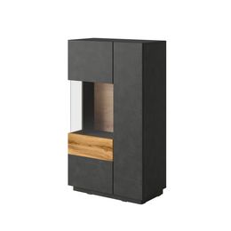 GESCHIRRSCHRANK Andrea Anthrazitgrau und Holz