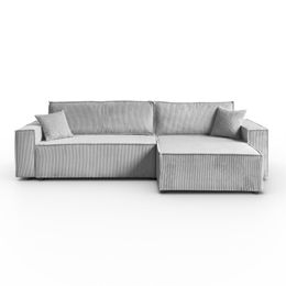 ECKSOFA Gepolstertes CARLO XL Cord mit Schlaffunktion und Bettkasten, Poso 110