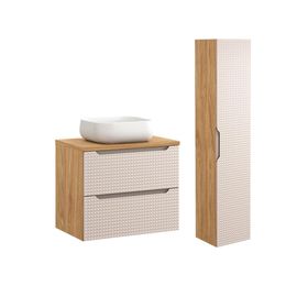 BADM&Ouml;BEL 70cm Mallory 2er-Set Beige und Holz