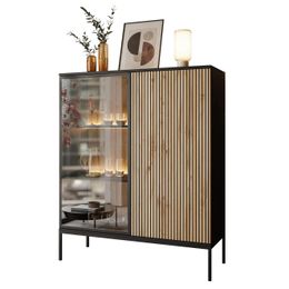 VITRINE ECLIPSE WT104 mit Beleuchtung,Schwarz Eiche Wotan