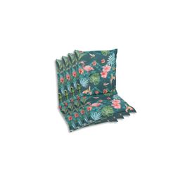 Sesselauflagenset 4-Teilig Blau/Gr&uuml;n/Rosa