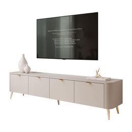 TV-SCHRANK CELESTE 200 cm mit Beleuchtung an den Gold Chrom F&uuml;&szlig;en