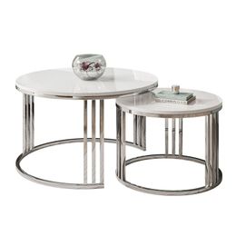 COUCHTISCH 2 in 1 LORI verchromt silber Hochglanz