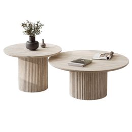 COUCHTISCH-SET OVI mit geriffeltem Sockel