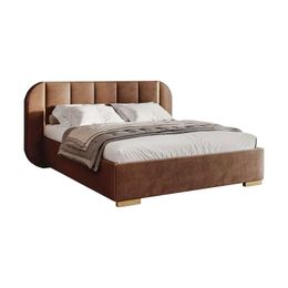 BETT AMARA GOLD 140x200 gepolstert mit Stauraum und Lattenrost, Royal Velvet 198