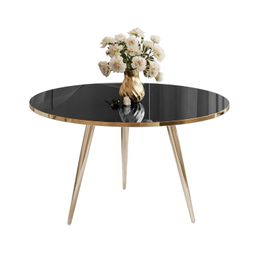 COUCHTISCH SOLEIL GOLD Schwarz Hochglanz, 70cm