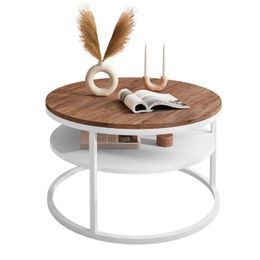 COUCHTISCH CIRI SLIM mit Regal Eichenholz Sterling