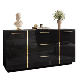 KOMMODE MIT SCHUBLADEN ONYX HOCHGLANZ 158 CM