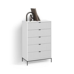 KOMMODE Aterno Wei&szlig; 76 x 120 cm mit 5 Schubladen