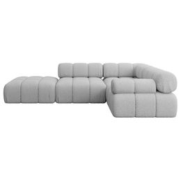 ECKSOFA modulares Sofa Felto-L1 - 285x190x70 cm Hellgrau Boucl&eacute;