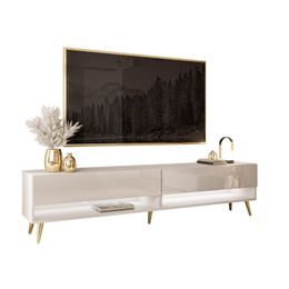 LOWBOARD TV-Schrank CALANTE 180 cm auf schr&auml;gen goldenen Chrom-Beinen