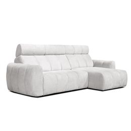 ECKSOFA KIMI 3-Sitzer, ausziehbarer Sitz, verstellbare Kopfst&uuml;tzen, cremefarben