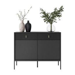 KOMMODE MIDNIGHT 2D2S mit zwei Schubladen auf Gestell schwarz