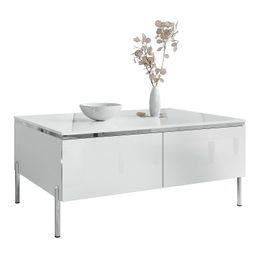 COUCHTISCH AURORA SILVER mit Stauraum und geraden Beinen